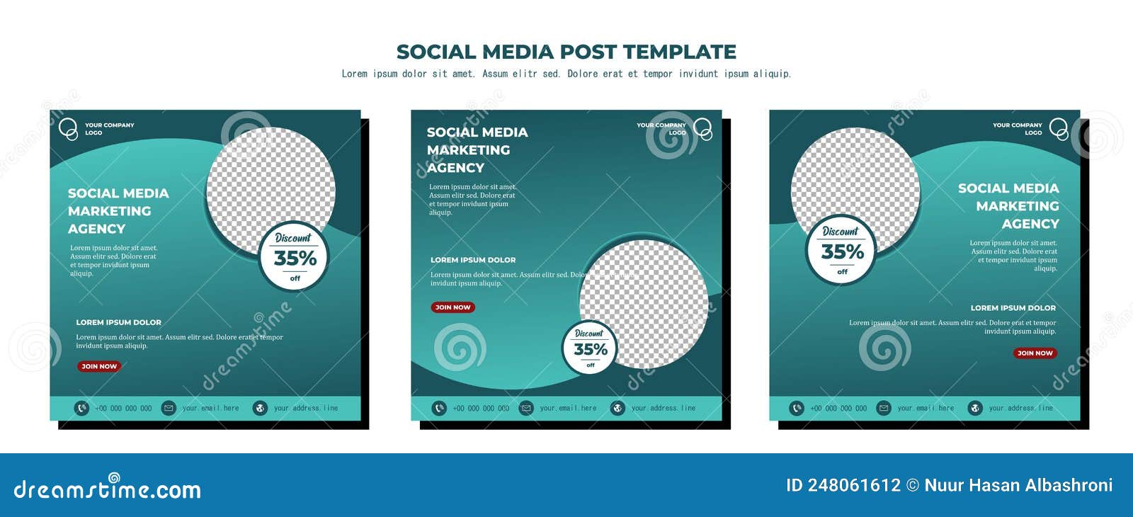 Green Vector Social Media Post Template, Vector Art Illustration and ...