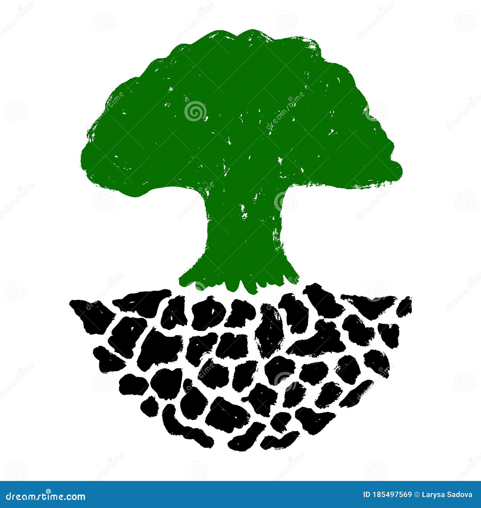 Green Vector Tree and Roots. Vector Illustration Stock Vector ... Green Vector Tree and Roots. Vector Illustration Stock Vector ...