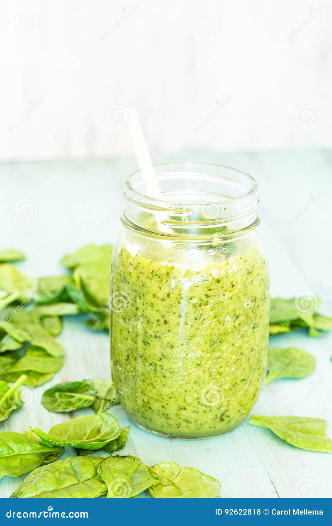 Green Vegetable and Fruit Smoothie Vertical Stock Photo - Image of ...