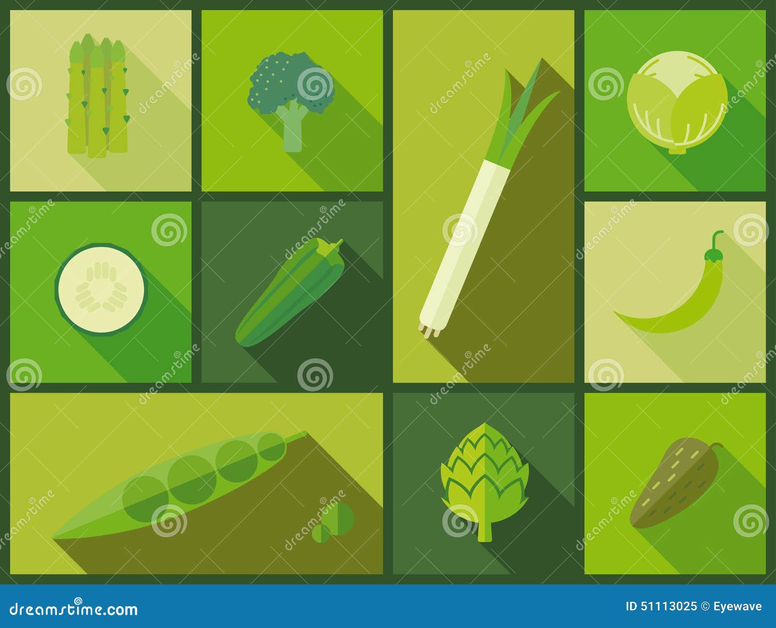 Green Vegetable Icons Vector Illustration Stock Vector - Illustration ...