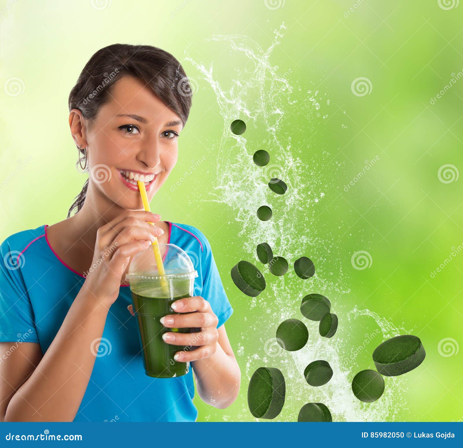 Green Vegetable Smoothie Woman Living Healthy Lifestyle Drinking