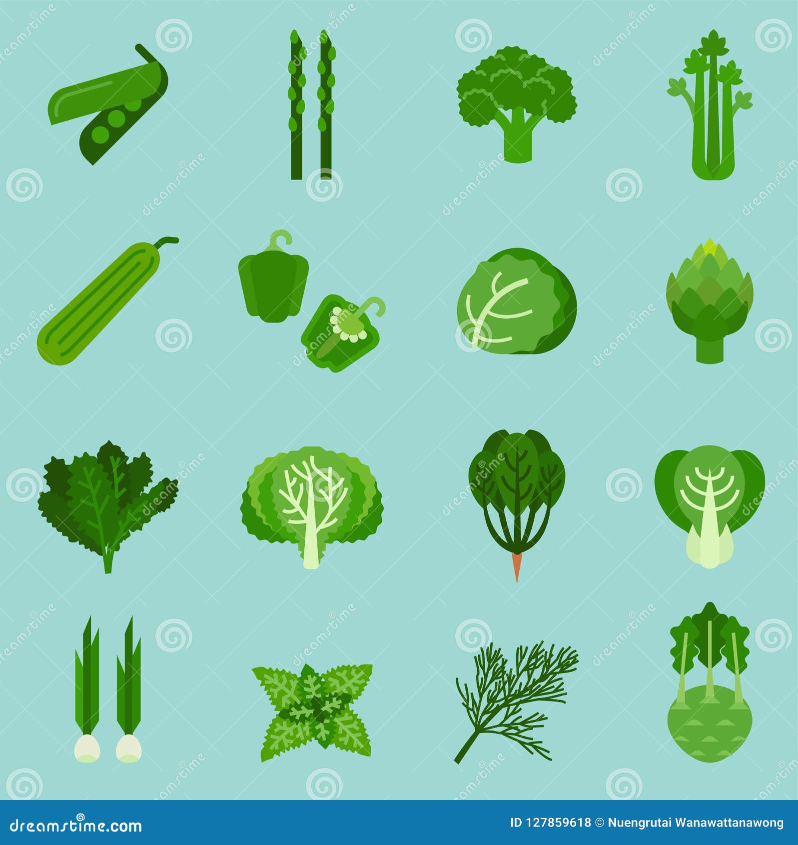 Green Vegetables Collection, Info Graphic Food, Vector Illustration ...