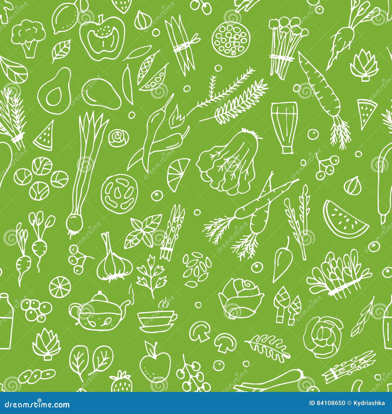 Green Vegetables, Detox. Seamless Pattern Design Stock Vector ...