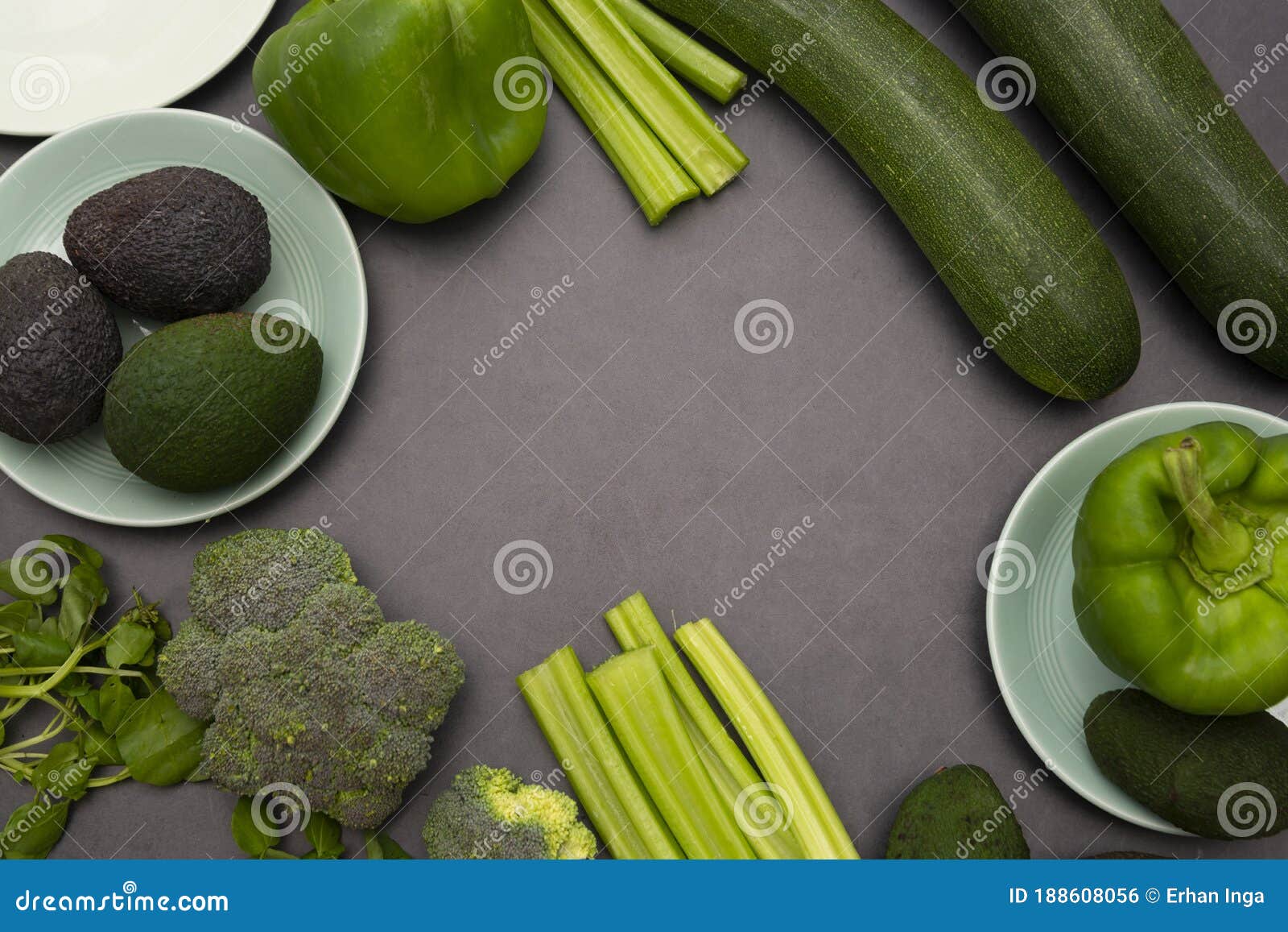 Green Vegetables Frame Mockup. Group of Raw Organic Assorted Vegetables ...