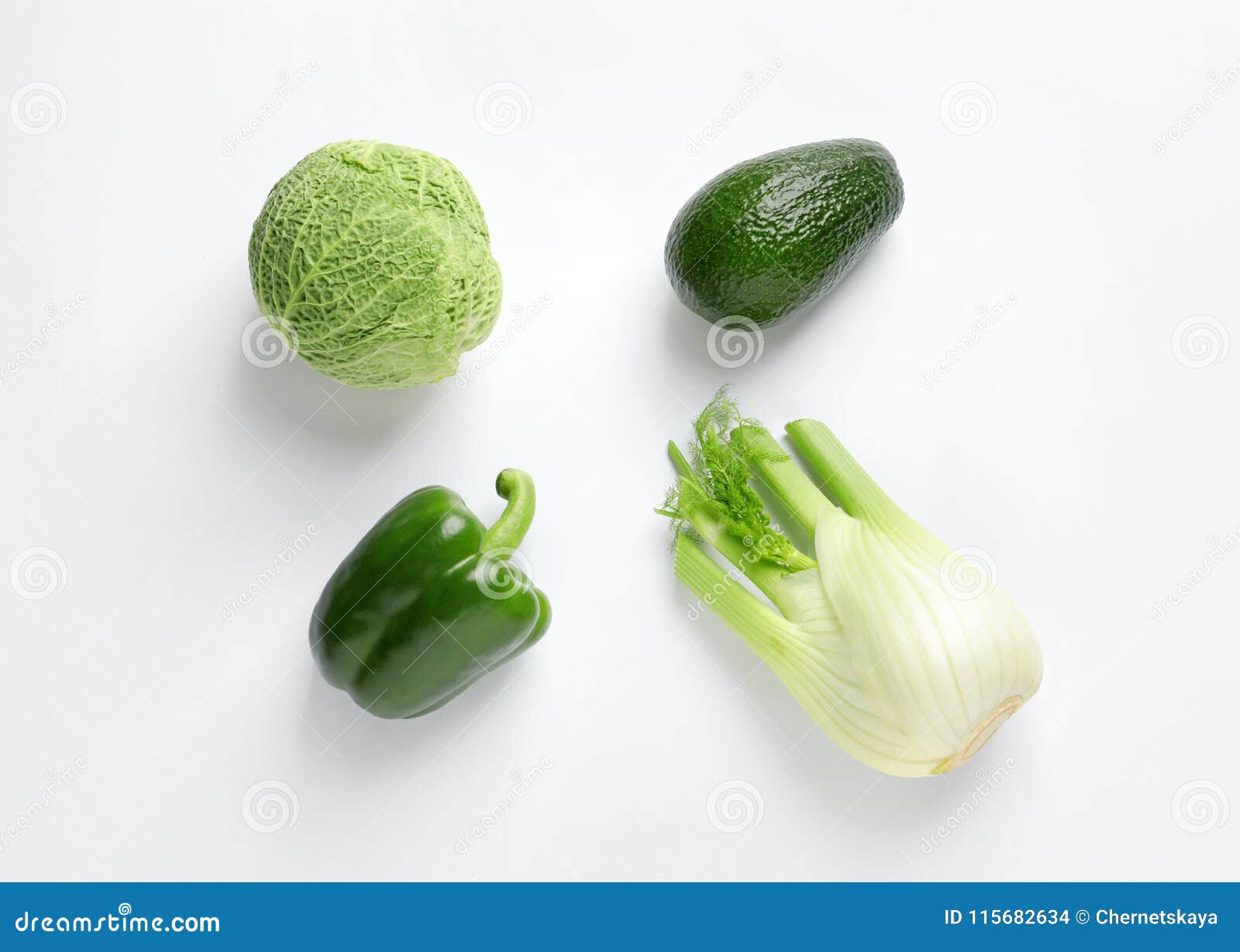 Green Vegetables and Fruit on White Background Stock Photo - Image of ...