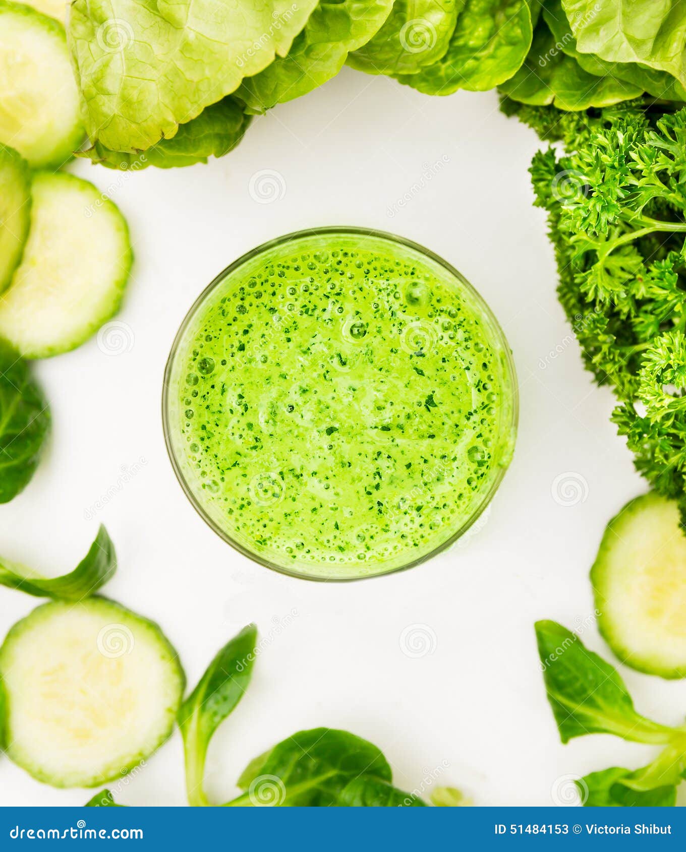 Green Vegetables Smoothie Top View Stock Image - Image of matcha ...