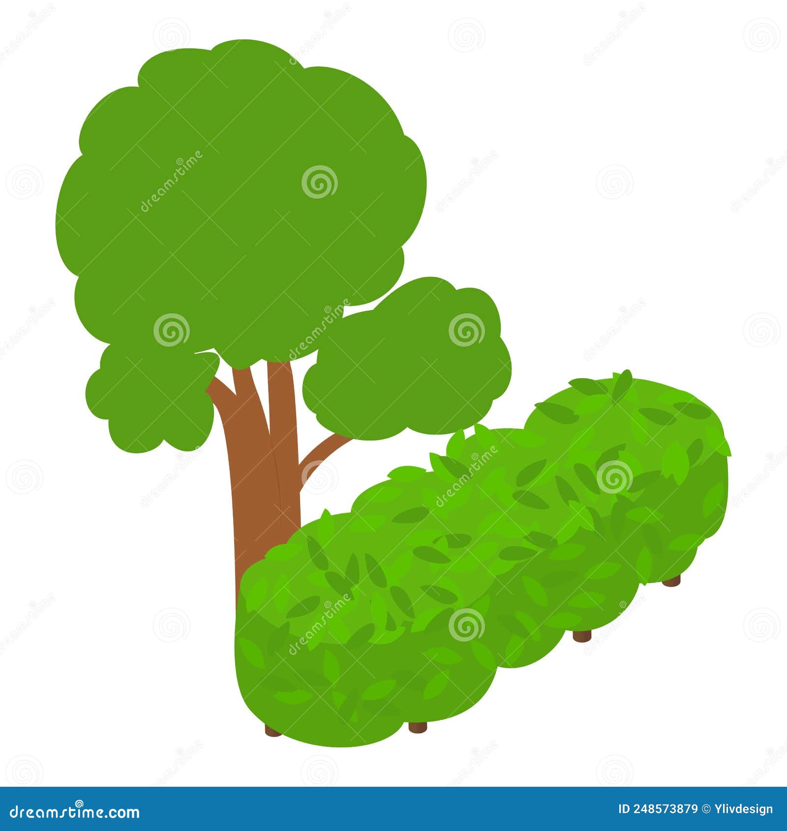 Green Vegetation Icon Isometric Vector. Deciduous Green Tree and Hedge ...