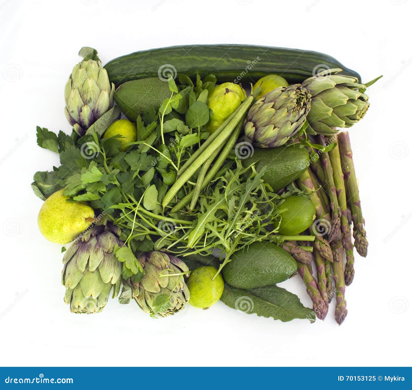 Green Veggies Suqare on White Stock Image - Image of assortment ...