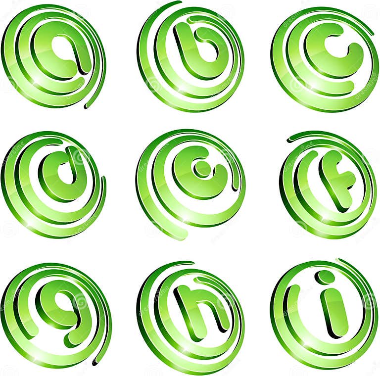 Green vibrant logo set. stock vector. Illustration of reflection - 18870827
