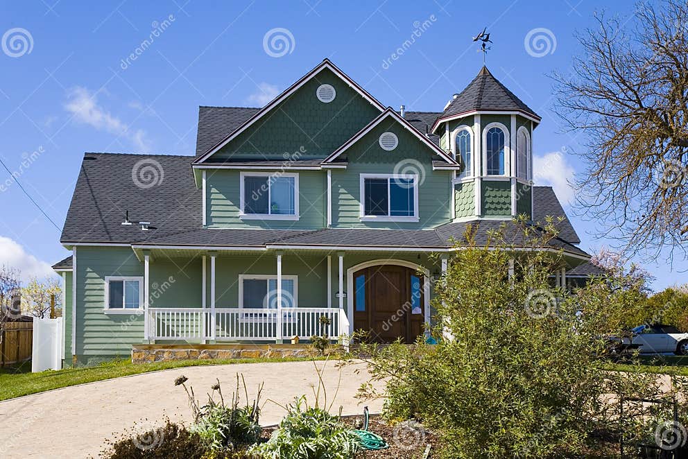 Green Victorian Home stock image. Image of dwelling, bush - 2024191