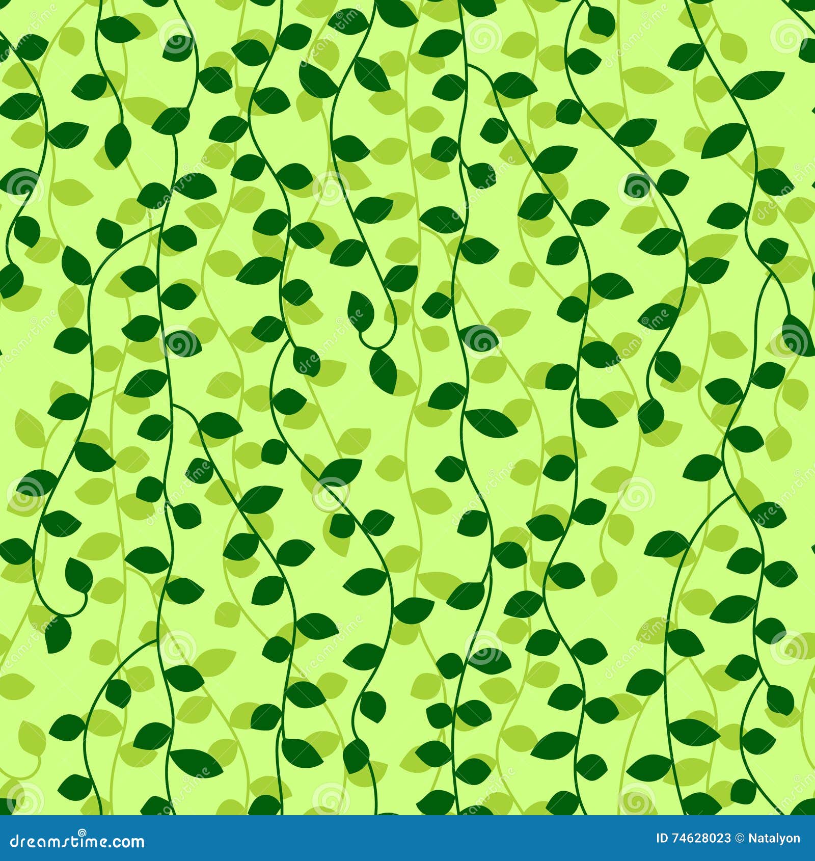 Green Vine Leaves Seamless Pattern, Vector Stock Vector - Illustration ...