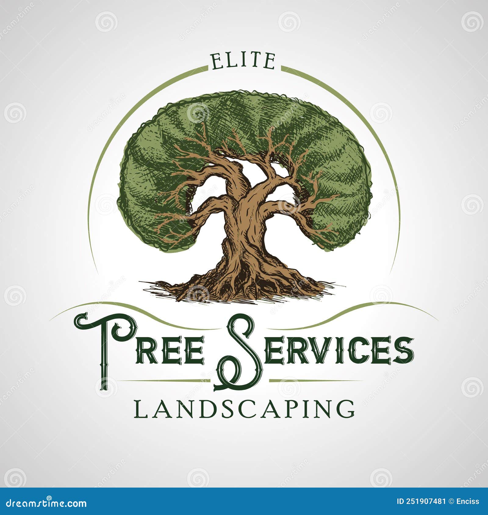 VINTAGE TREE LANDSCAPING LOGO Stock Illustration - Illustration of ...
