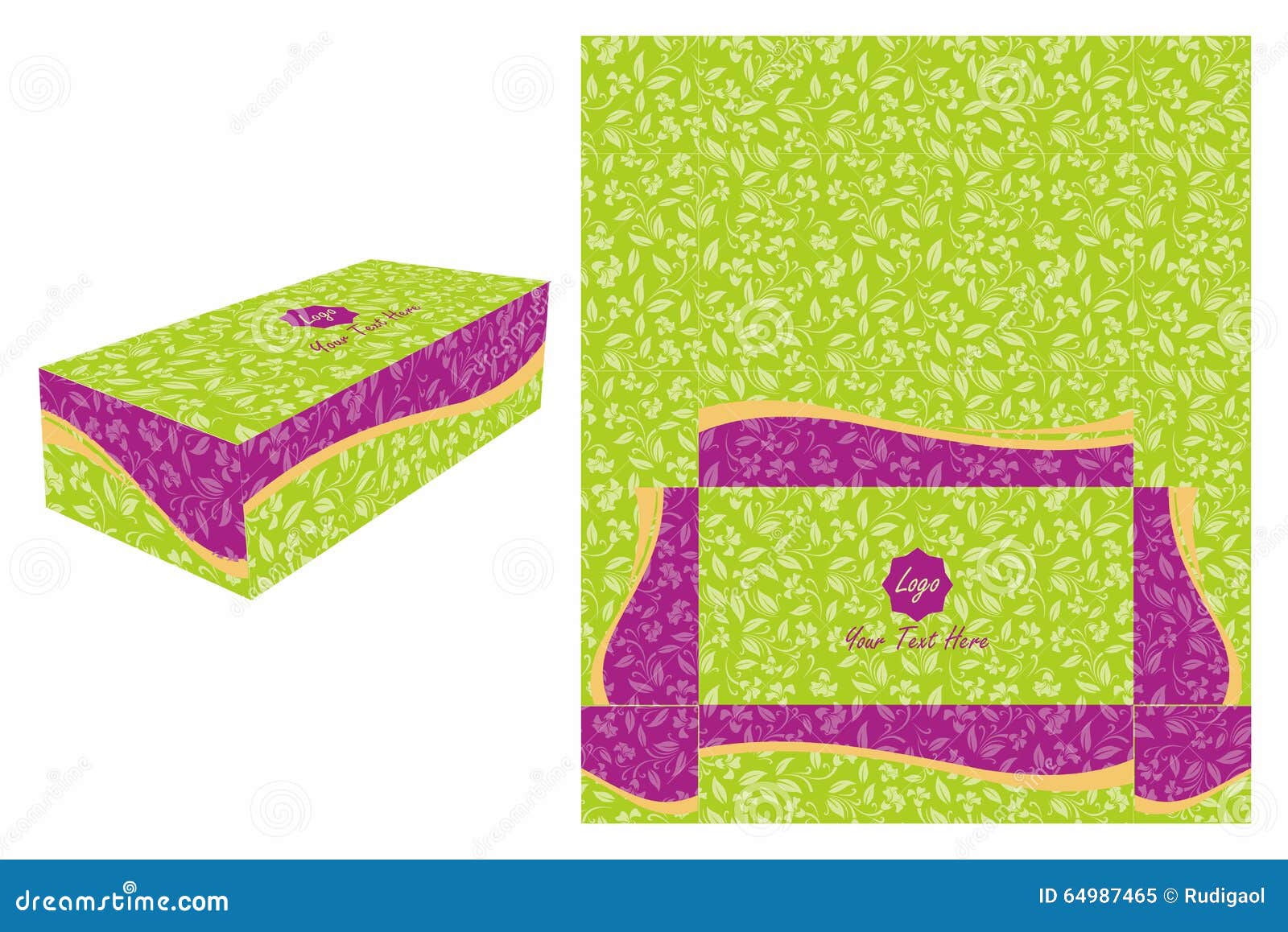 Green and Violet Cake Box stock vector. Illustration of packaging ...