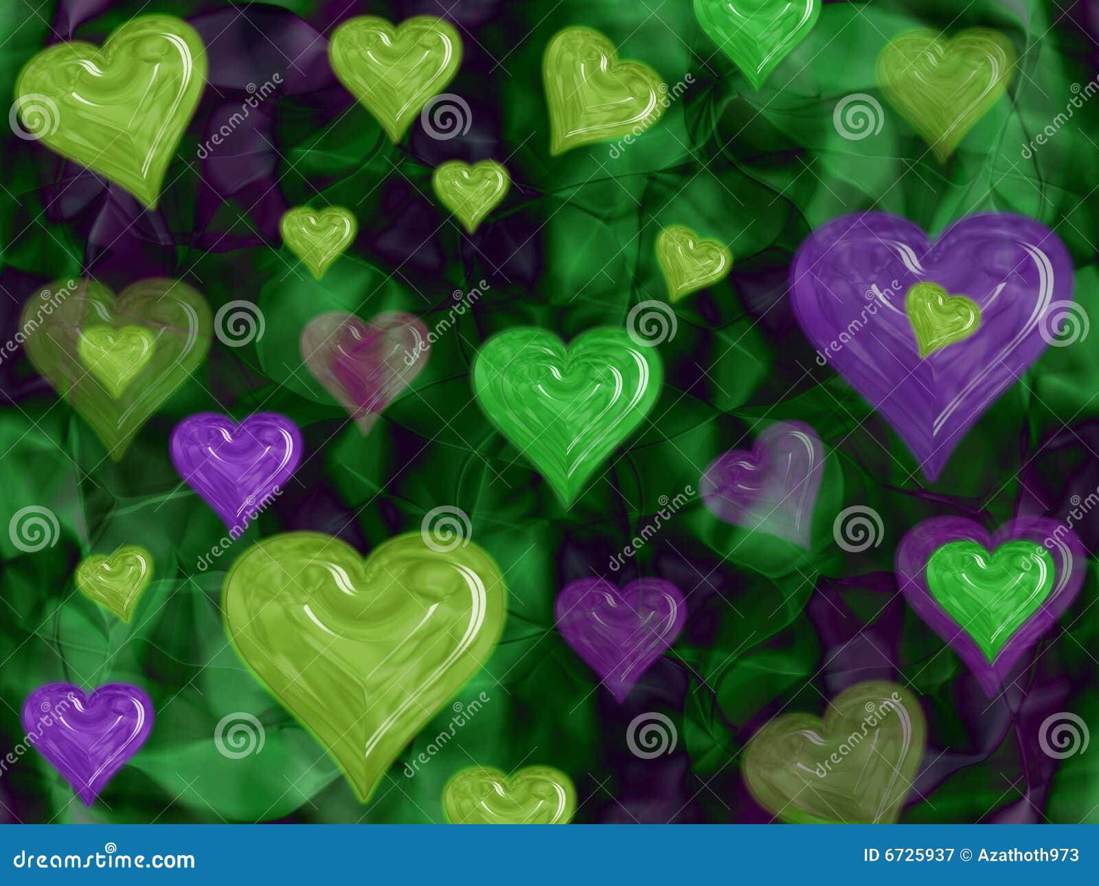 Green and Violet Valentine Hearts Stock Illustration - Illustration of ...