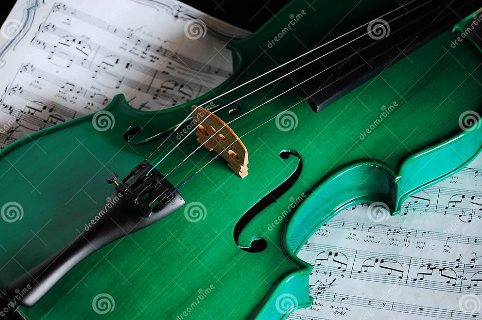 Green violin stock image. Image of sheet, music, style - 10866573