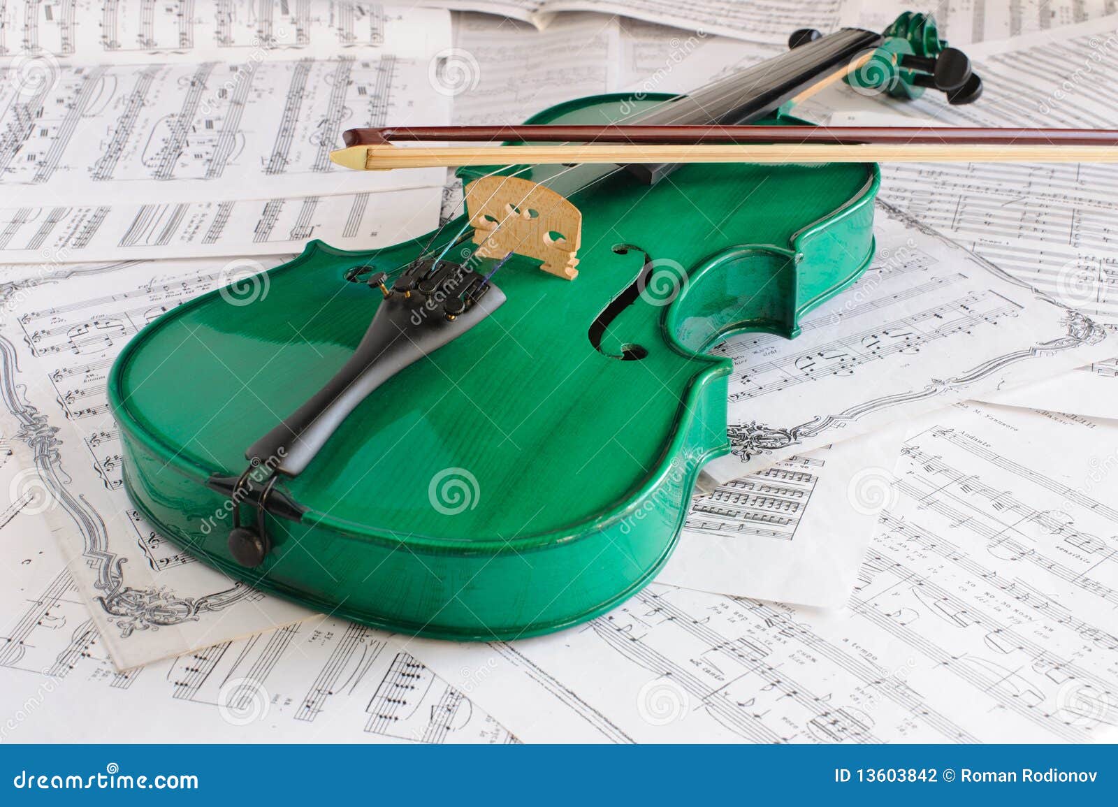 Green violin stock photo. Image of music, green, musical - 13603842