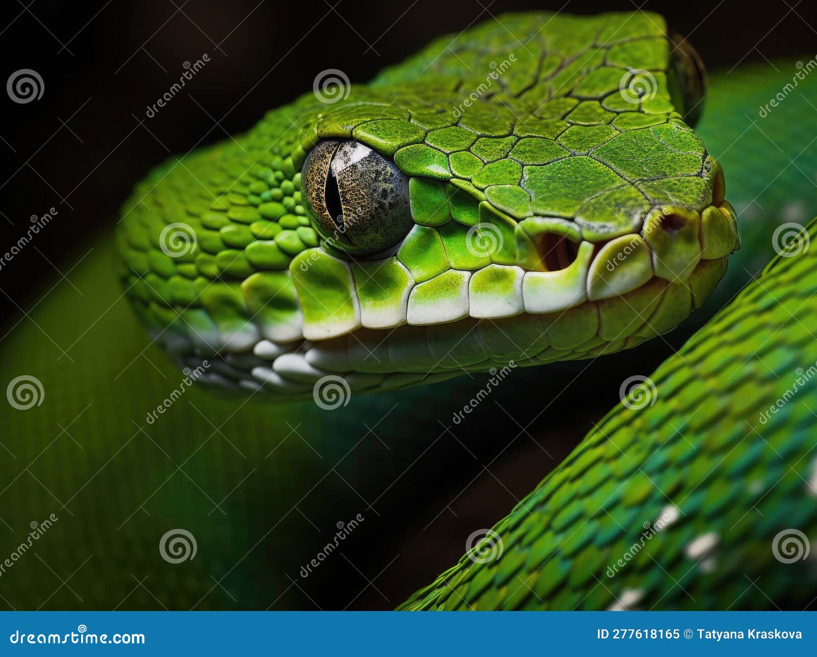Green viper snake stock illustration. Illustration of jungle - 277618165