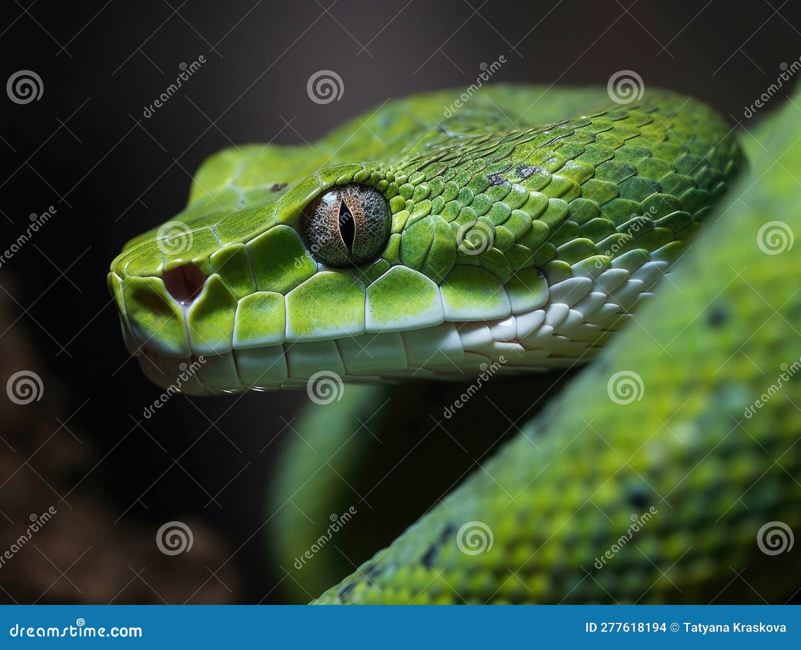 Green viper snake stock illustration. Illustration of dangerous - 277618194