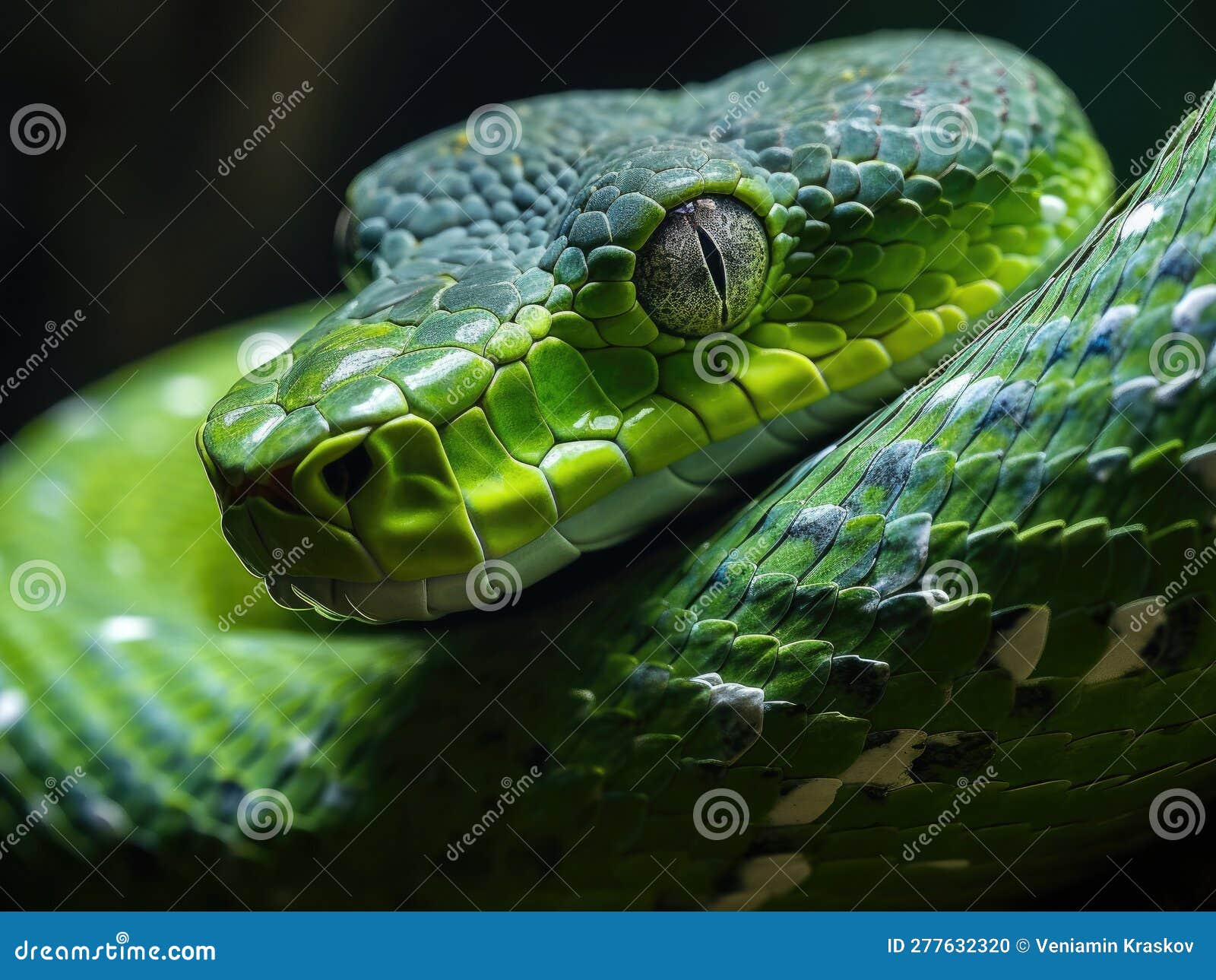 Green viper snake stock illustration. Illustration of fauna - 277632320