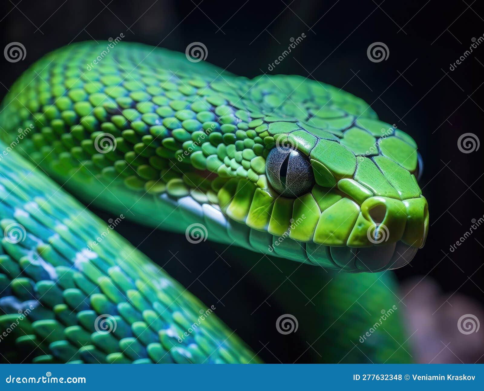 Green viper snake stock illustration. Illustration of attack - 277632348