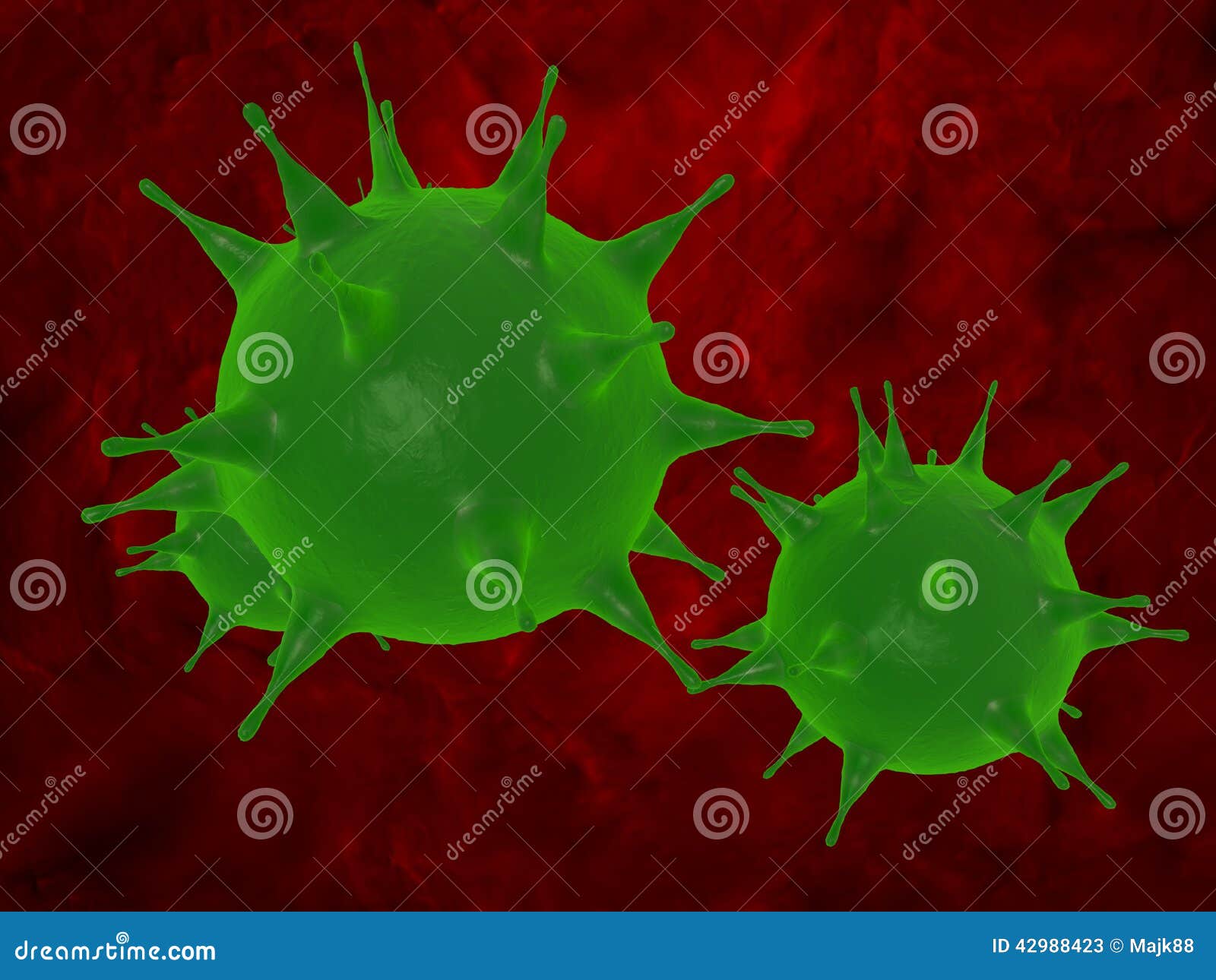 Green Virus in Detail in a Group Stock Illustration - Illustration of ...