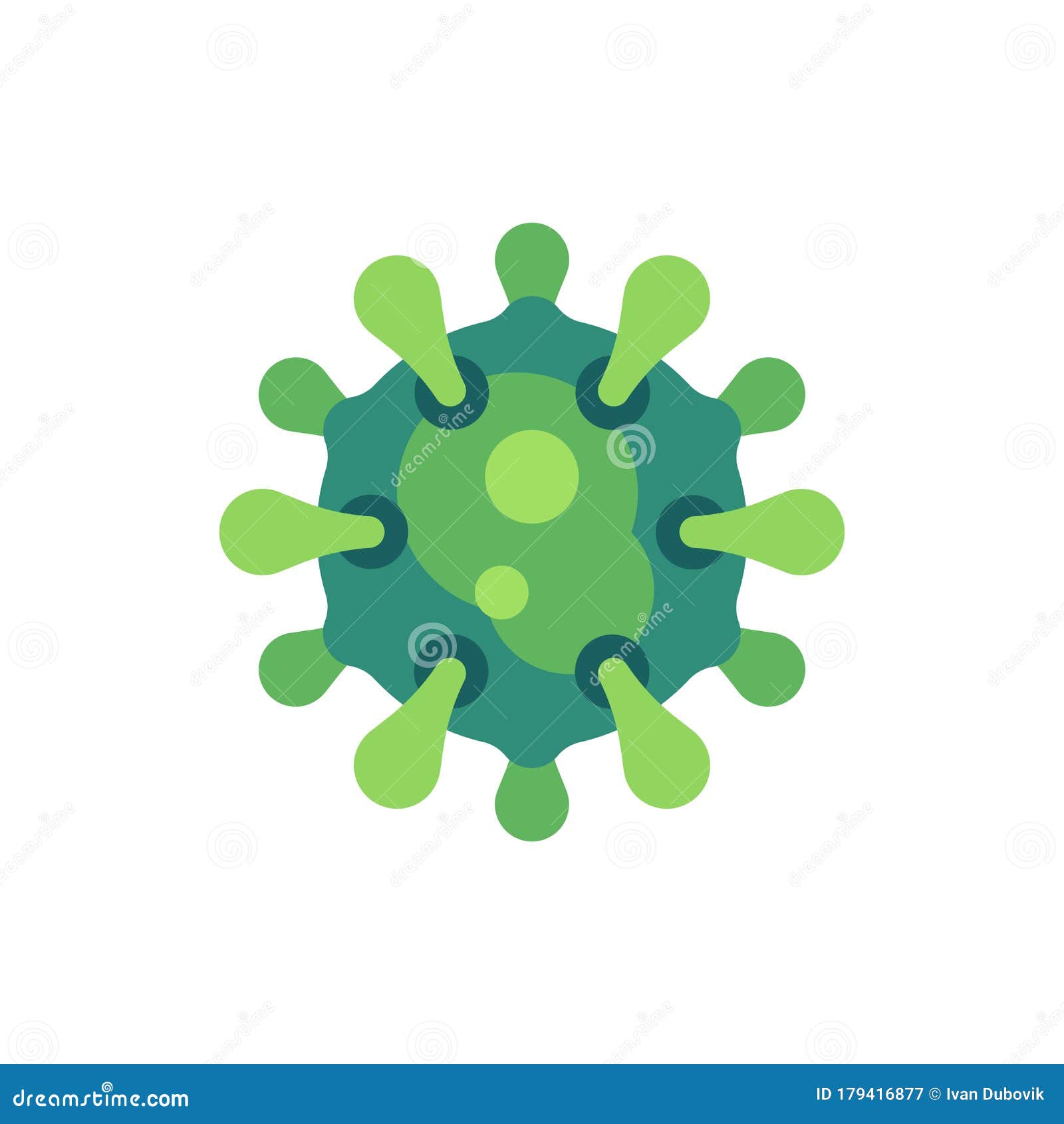 Green Virus Flat Icon. SARS-CoV-2 Novel Coronavirus Vector Illustration ...