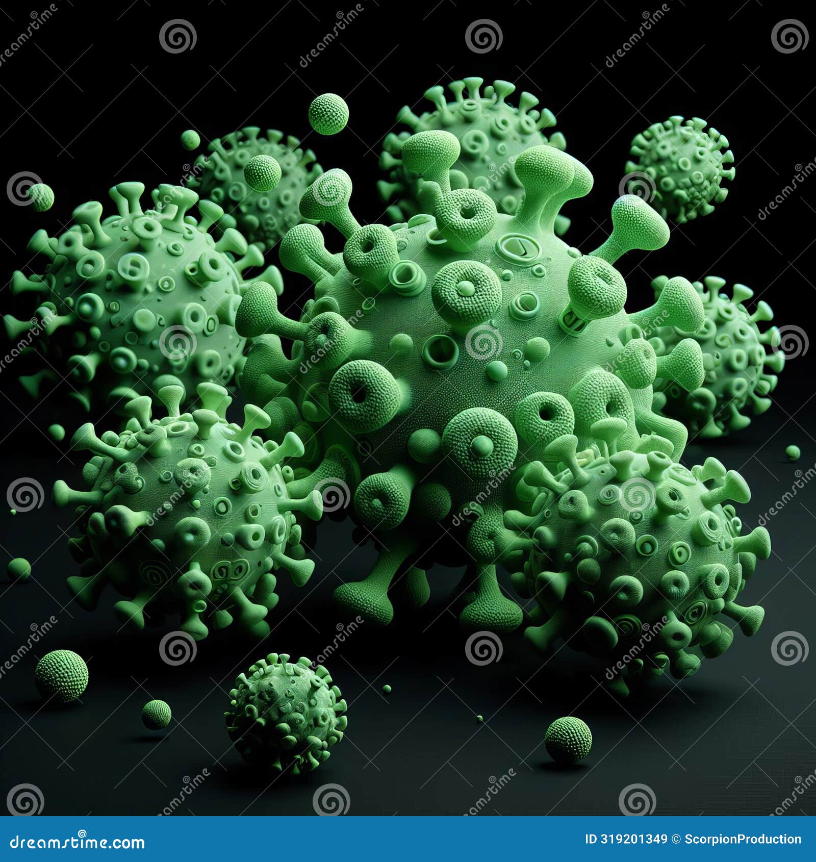 Green Viruses Under Microscope Stock Image - Image of virus, healthcare ...