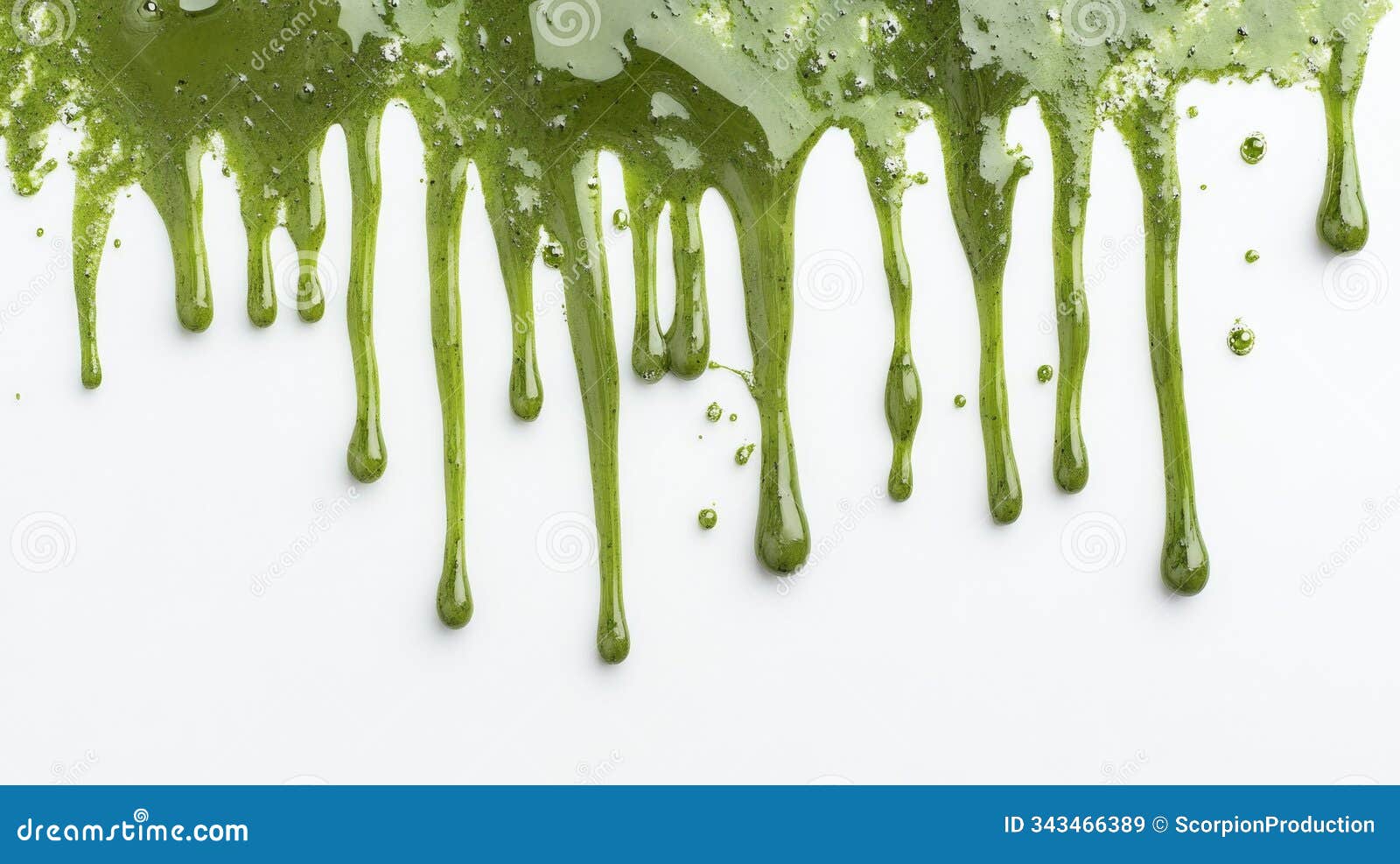 Green Viscous Substance Dripping Down White Background Close-up Stock ...