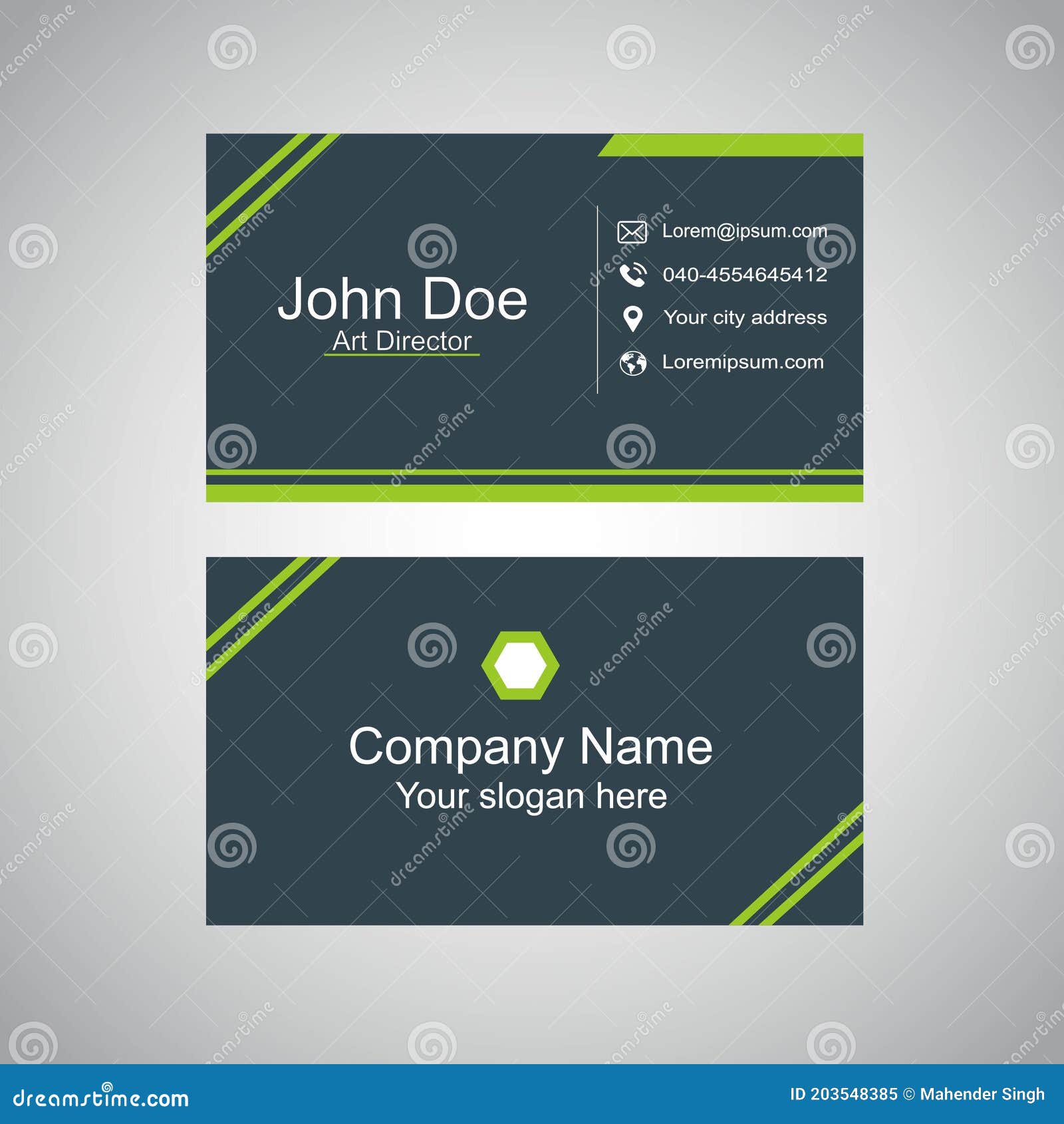 Green Visiting Card, Grey Professional Visiting Card, Stock Vector ...