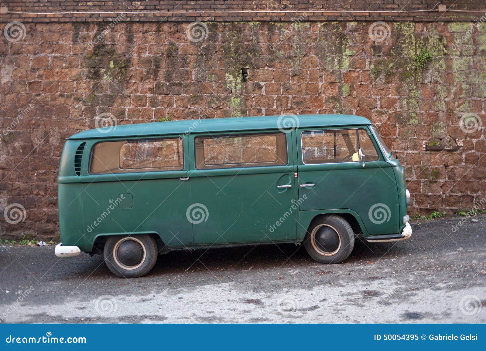 Green Volkswagen Van in Front of a Bricks Wall Editorial Image - Image ...