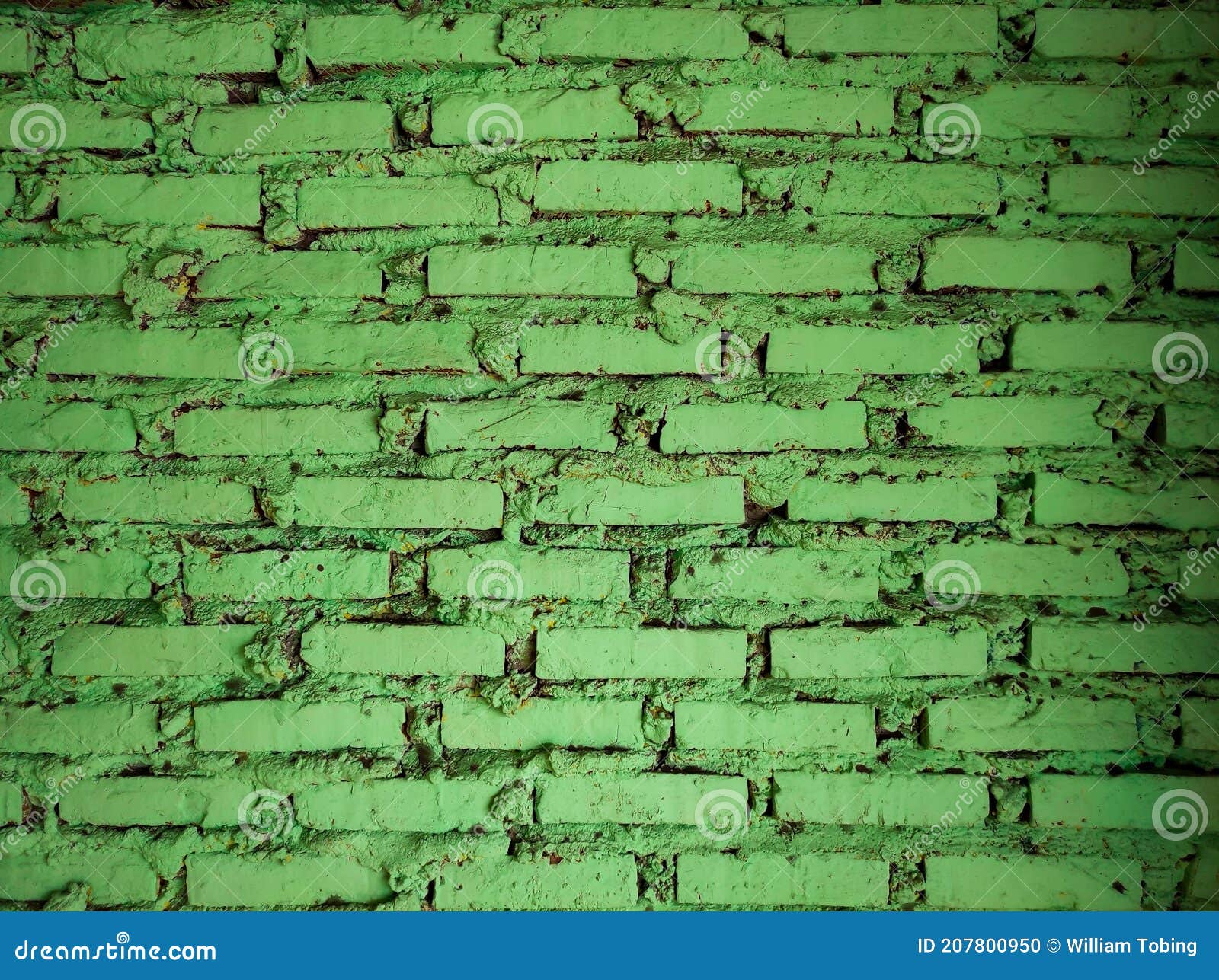 Green Wall with Brick Pattern Texture Stock Photo - Image of pattern ...