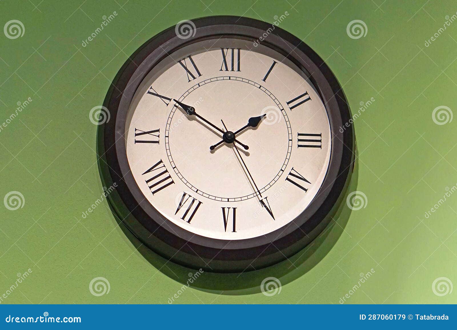 Green wall clock stock image. Image of clock, analog - 287060179