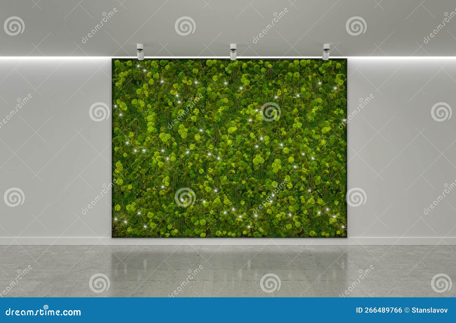 Green Wall Empty Scene Composition with Lights Stock Photo - Image of ...