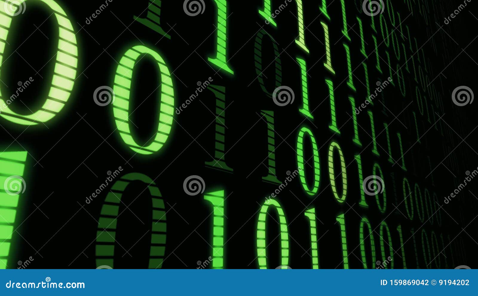 Numbers Matrix Generated. Digital Virtual Reality Visualization. Green ...