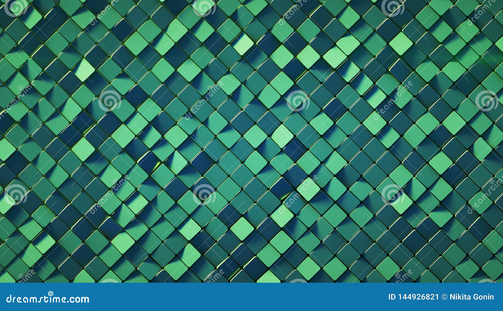 Green Wall with Rhombus Shapes 3D Render Stock Illustration ...