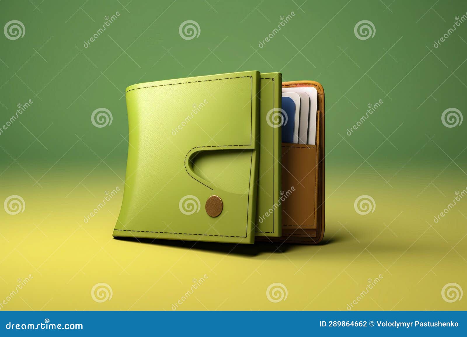 Green Wallet with Card Holder and Wallet Inside. Generative AI Stock ...