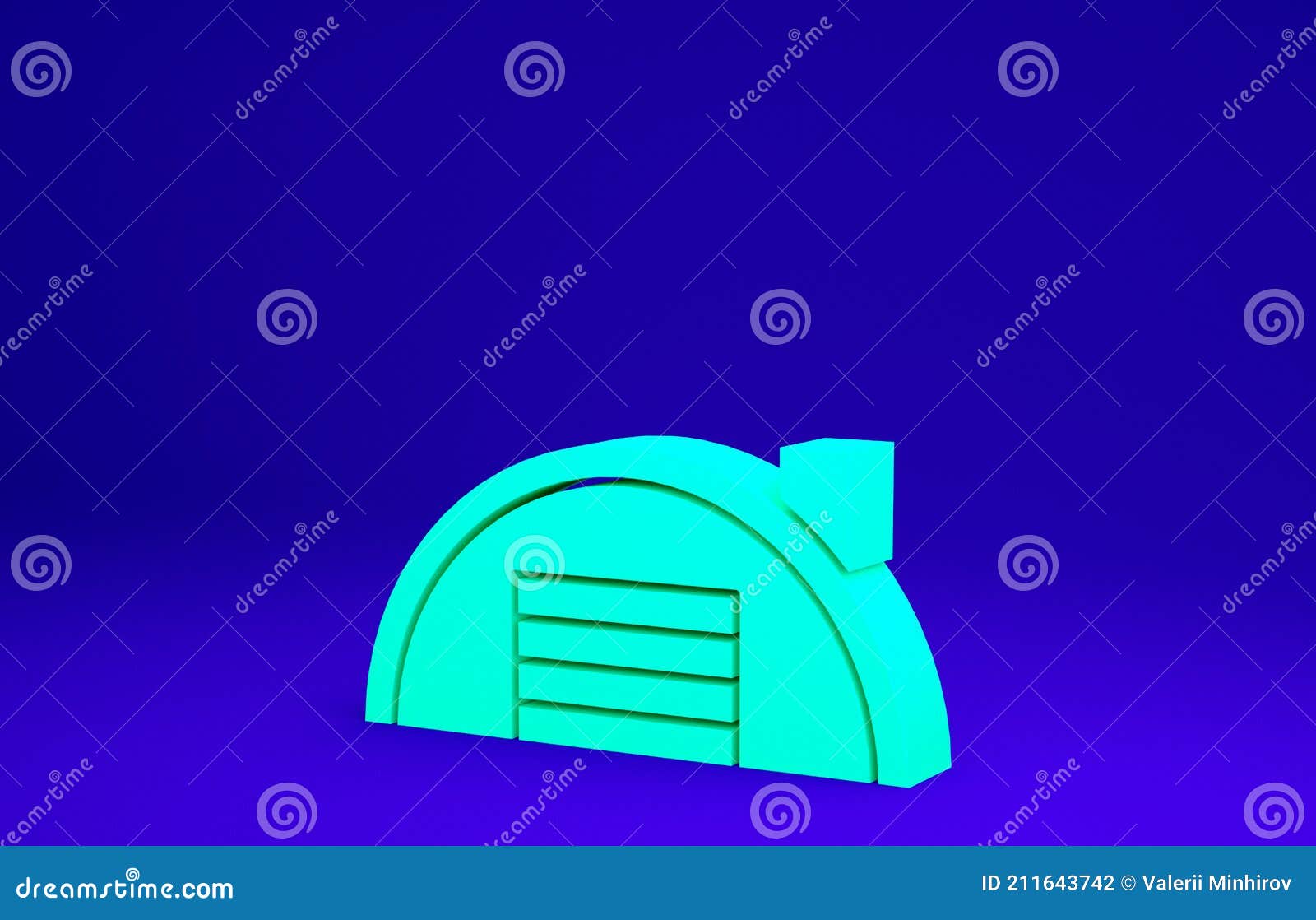 Green Warehouse Icon Isolated on Blue Background. Minimalism Concept ...