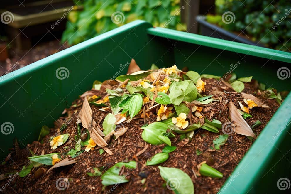 Green Waste in a Brown Compost Bin Stock Photo - Image of ...