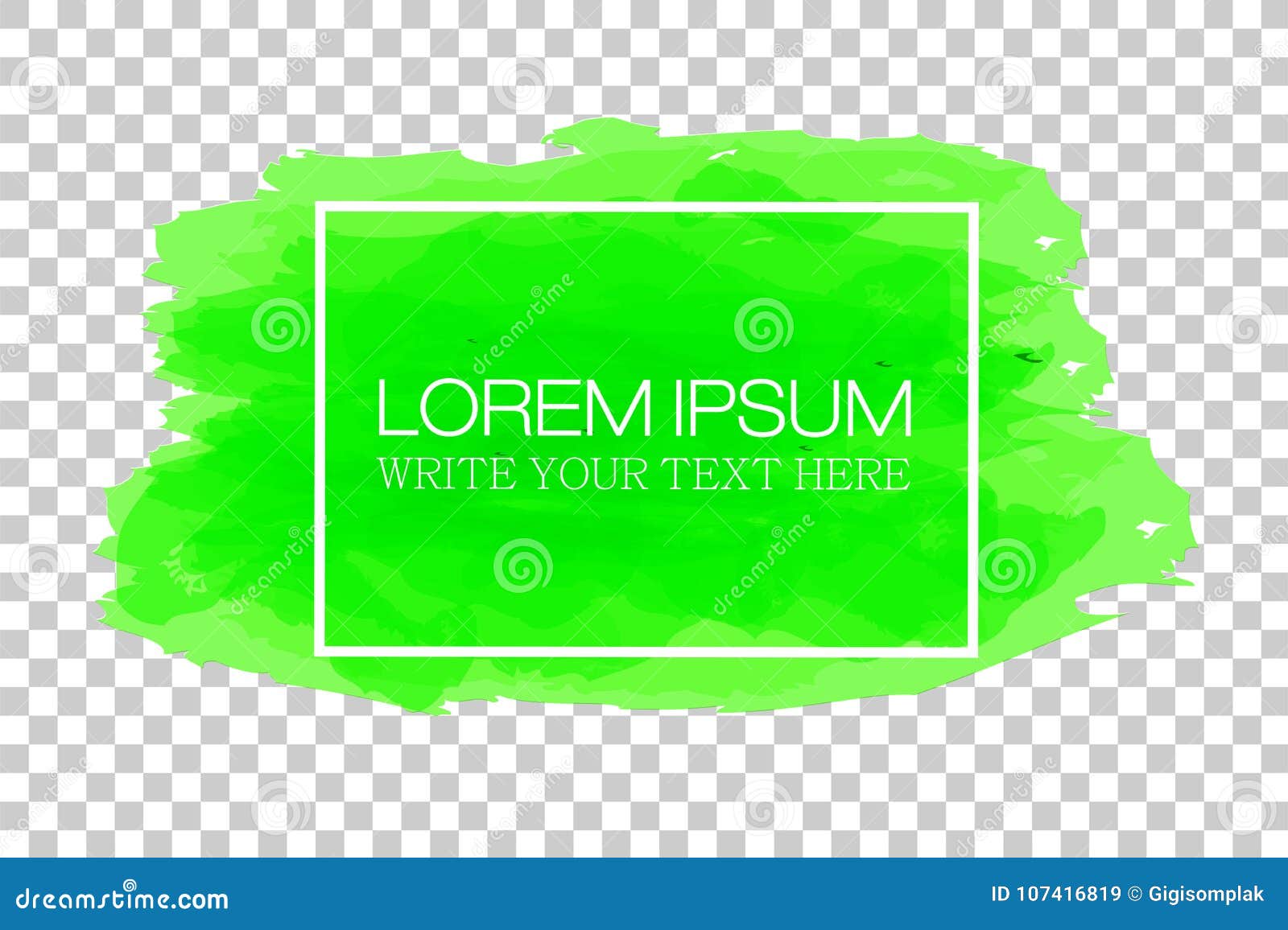 Green Water Color Text Frame with White Rectangle Shape Line, at ...