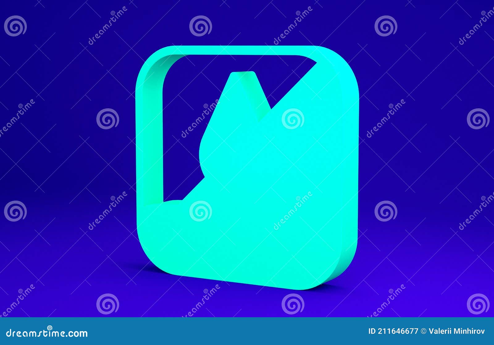 Green Water Drop Icon Isolated on Blue Background. Minimalism Concept ...