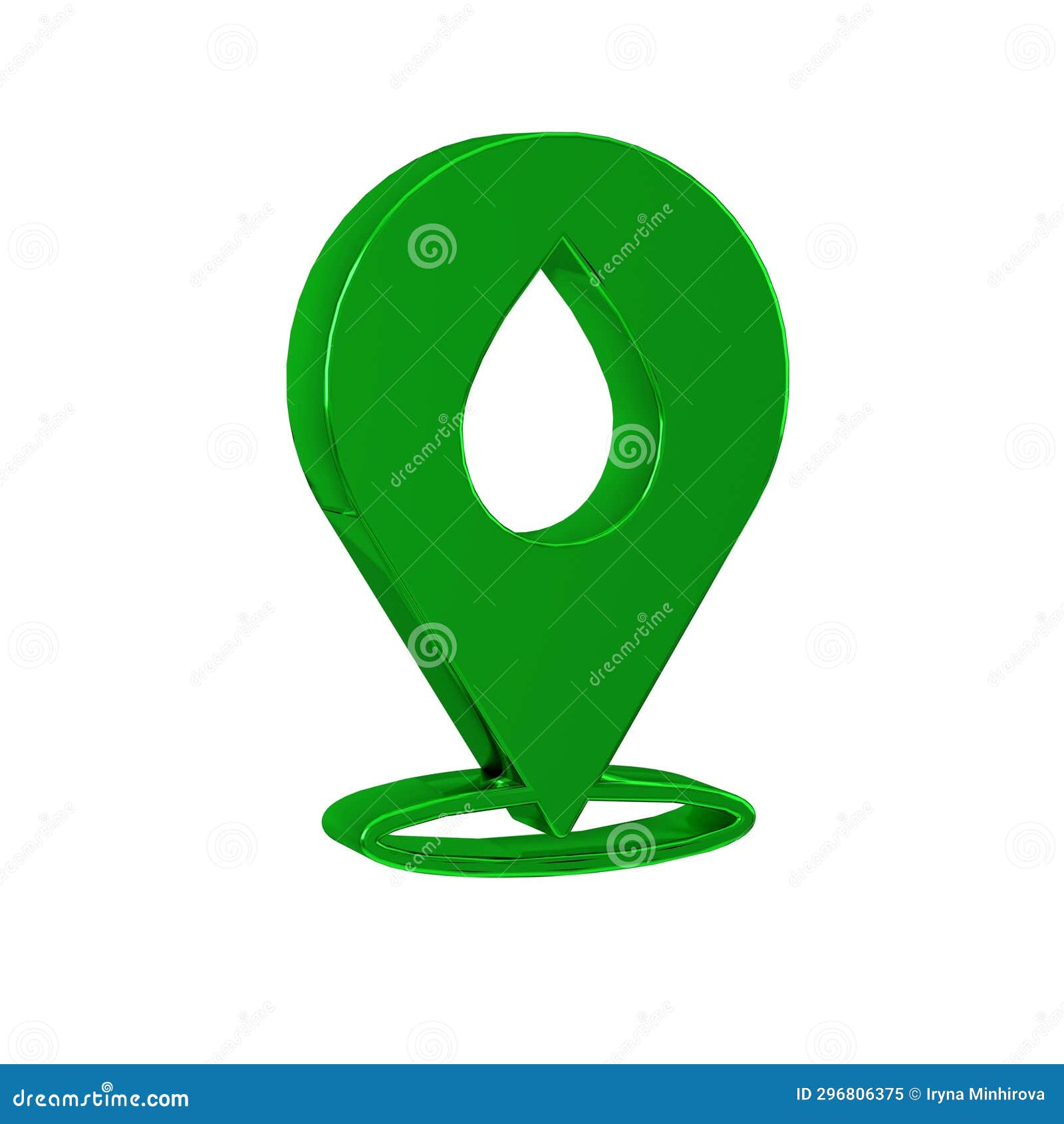 Green Water Drop with Location Icon Isolated on Transparent Background ...