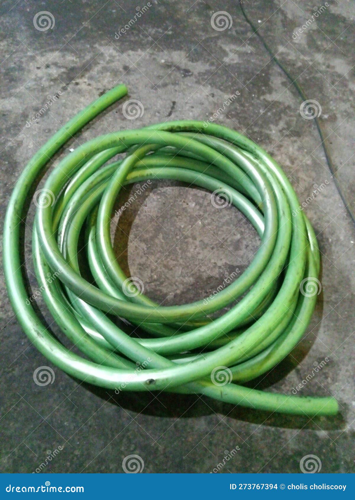Green Water Hose on the Floor Stock Photo - Image of hose, tools: 273767394