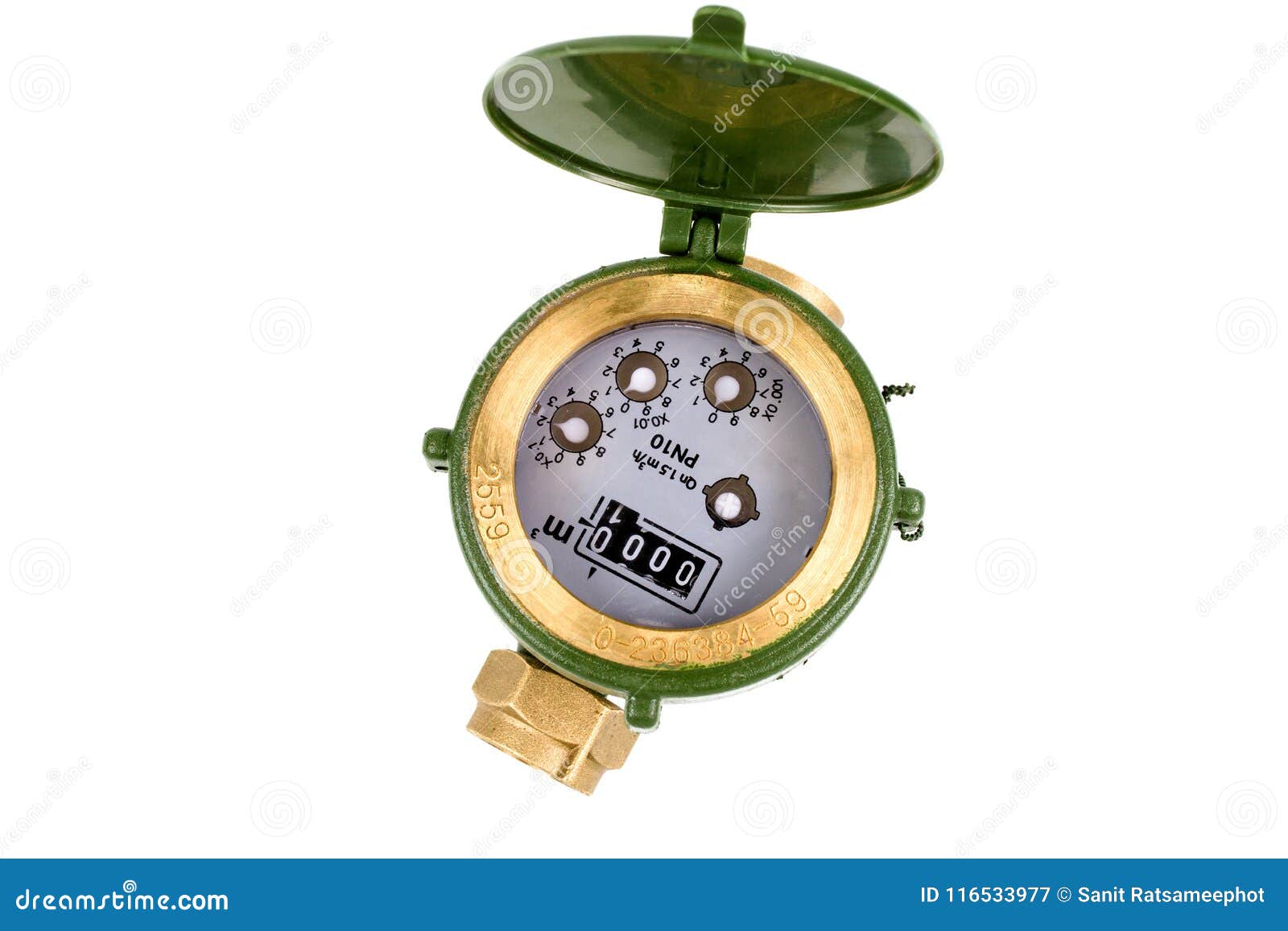 Green Water Meter with Lid. Stock Image - Image of counter, gold: 116533977