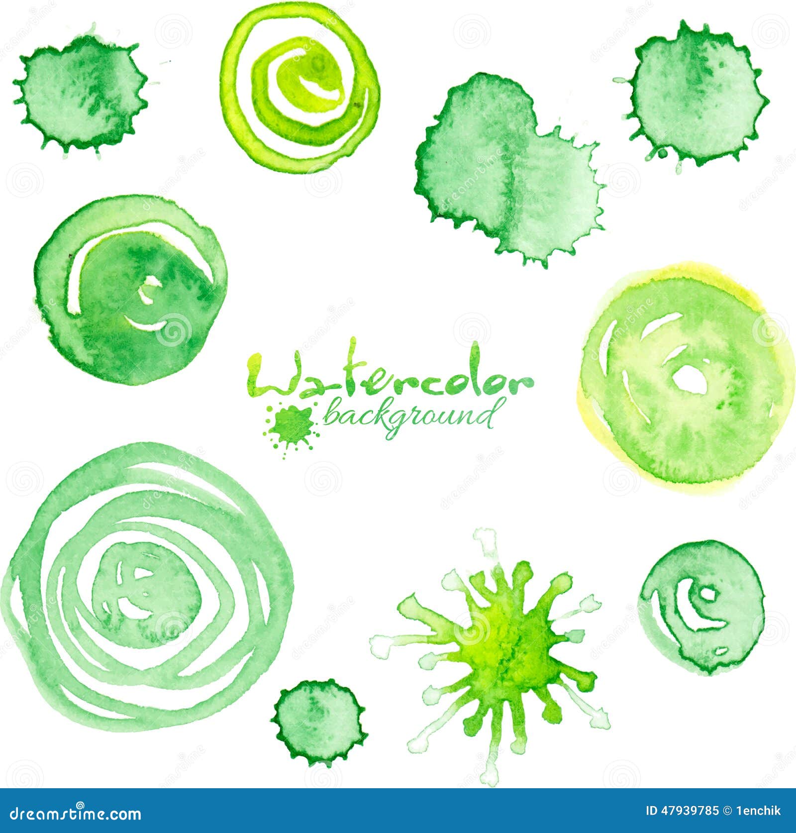 Green Watercolor Painted Vector Textured Circles Stock Vector ...