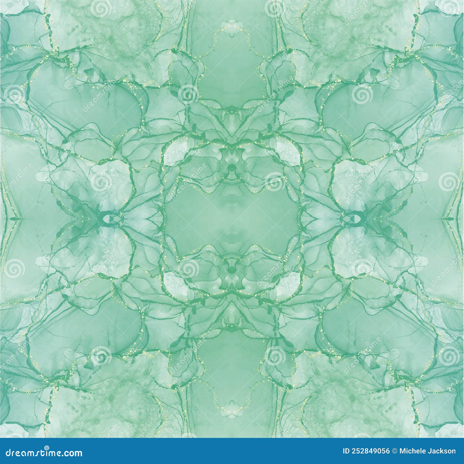 Green Watercolor Repeat Pattern with Gold Sparkle Stock Photo - Image ...