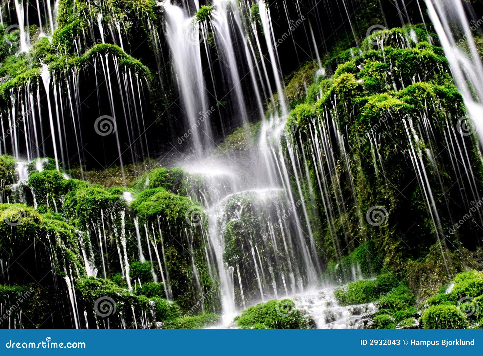 Green waterfall... stock image. Image of green, blurred - 2932043