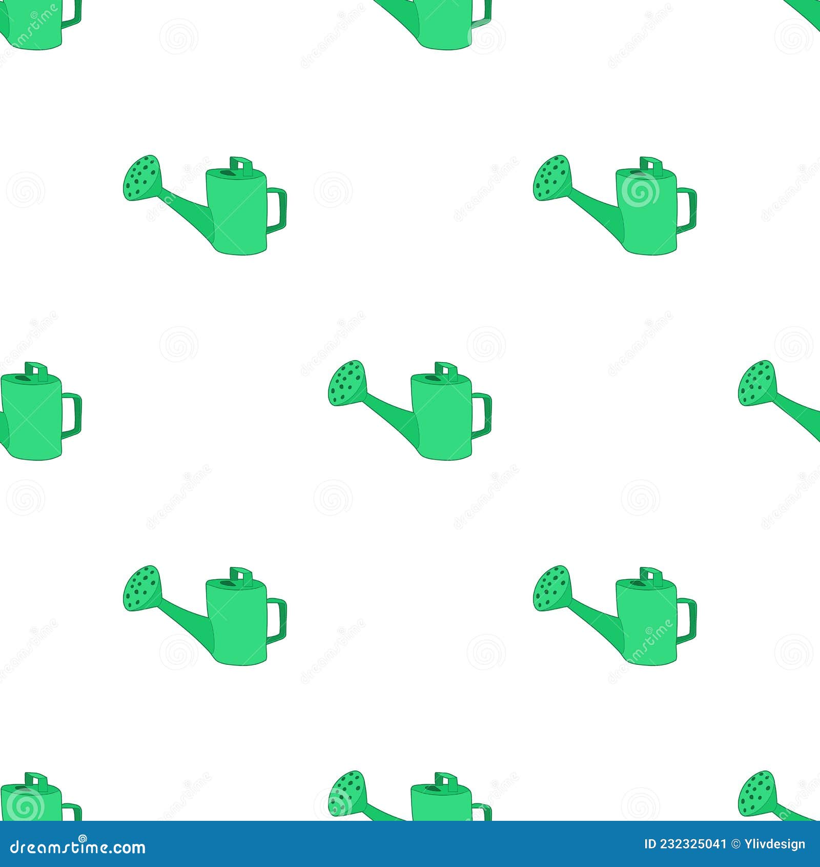 Green Watering Can Pattern Seamless Vector Stock Vector - Illustration ...