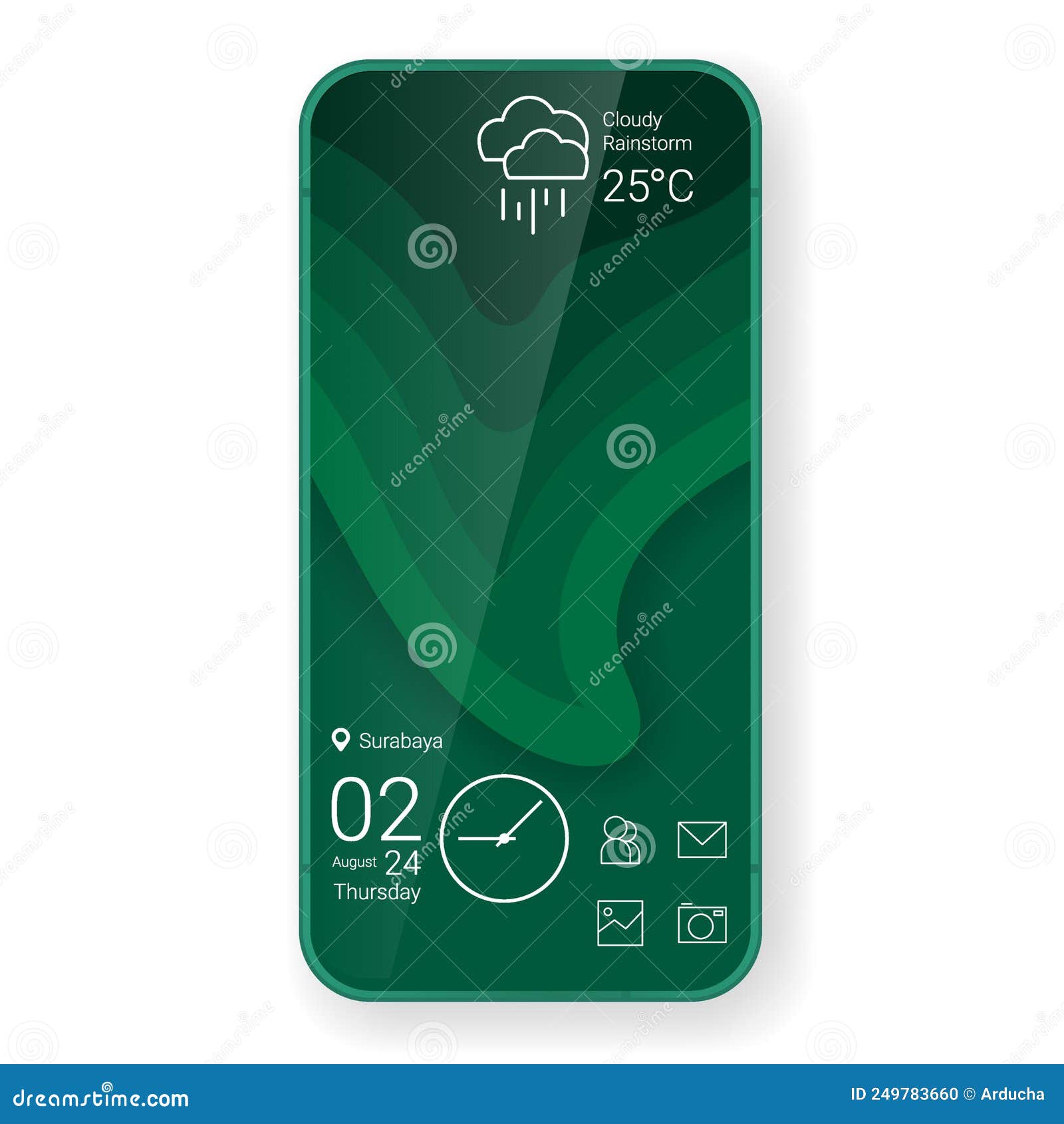 Green Wave Operating System User Interface Home Screen Mobile App Stock ...