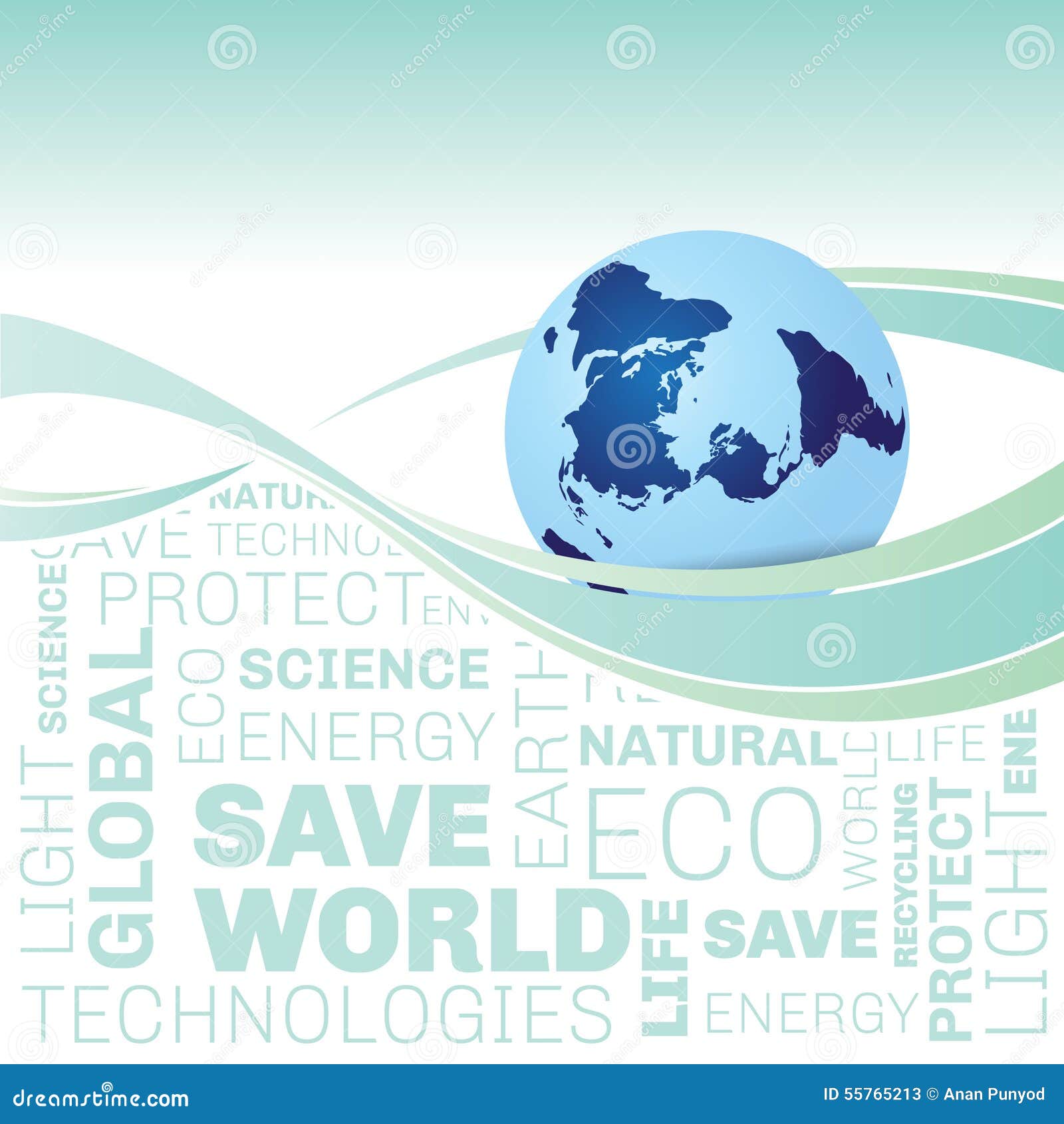 Green Wave Pastel and Blue World and Word Save Word for Background ...