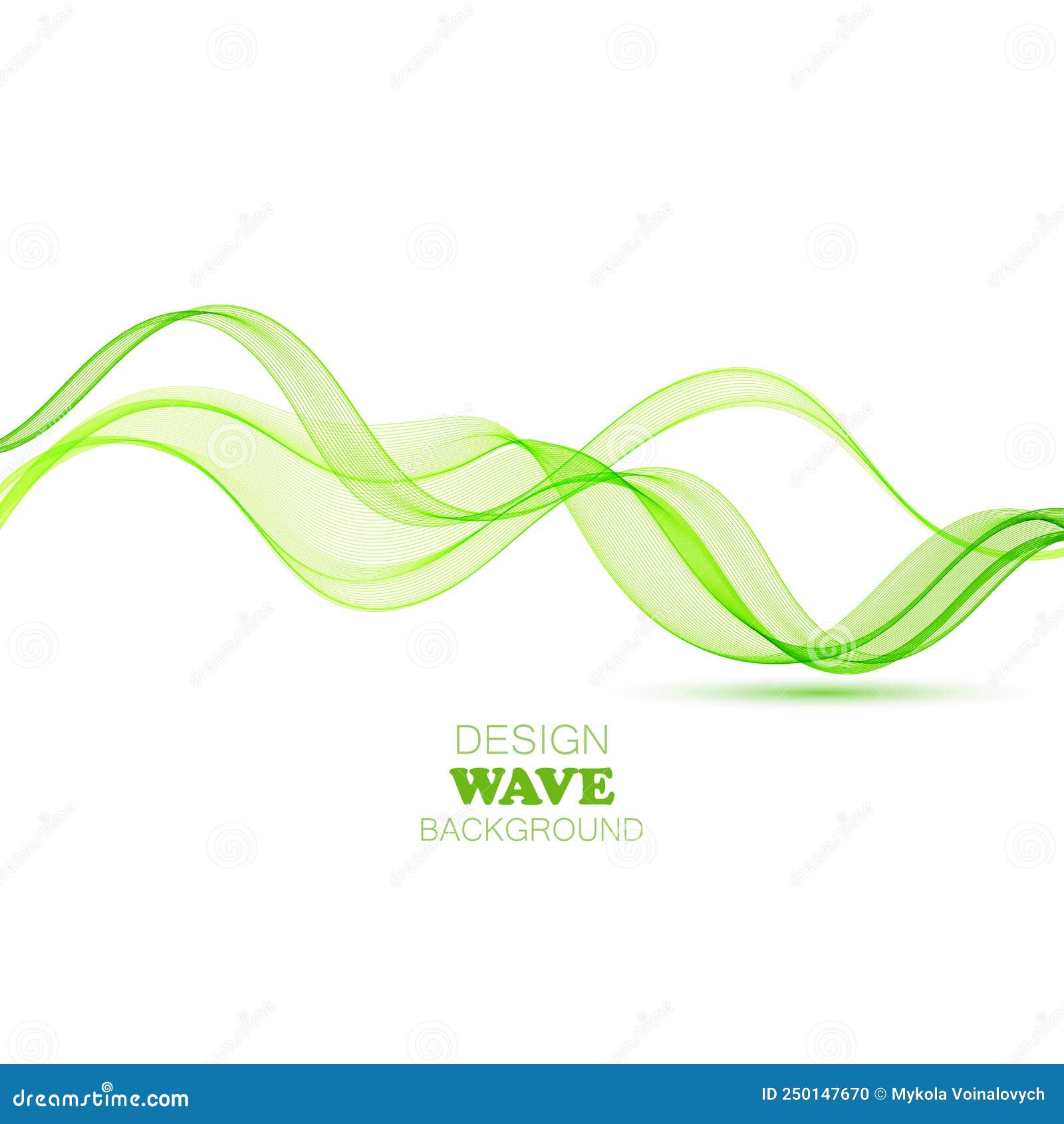 Green Wave with Shadow on White Background, Wave Horizontal Lines ...